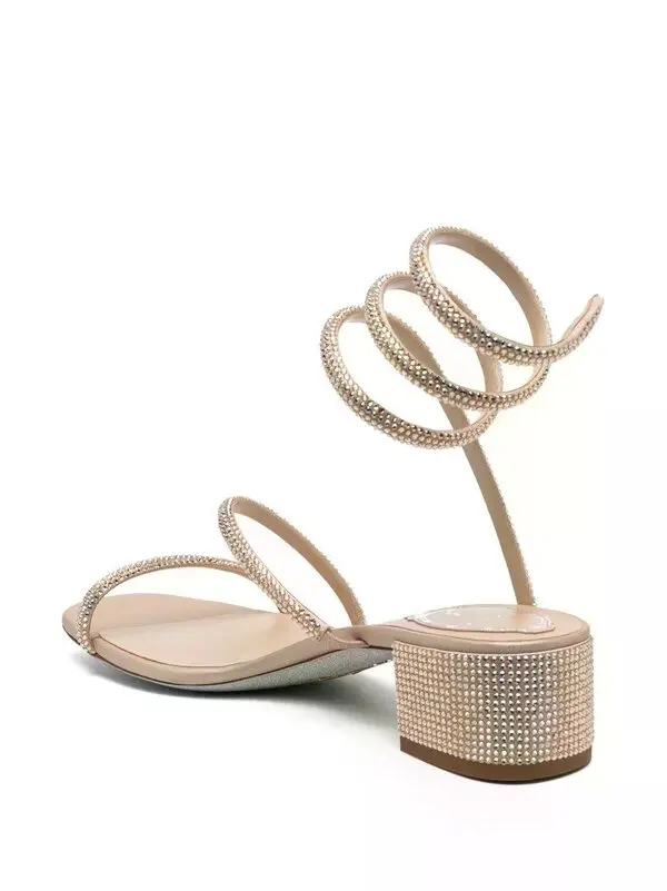Rene Caovilla Crystal-embellished Heeled Sandals - Neutrals