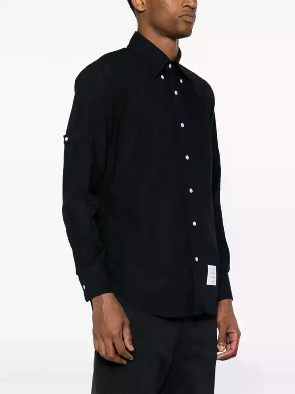 Thom Browne Logo-tag Cotton Shirt - Blue