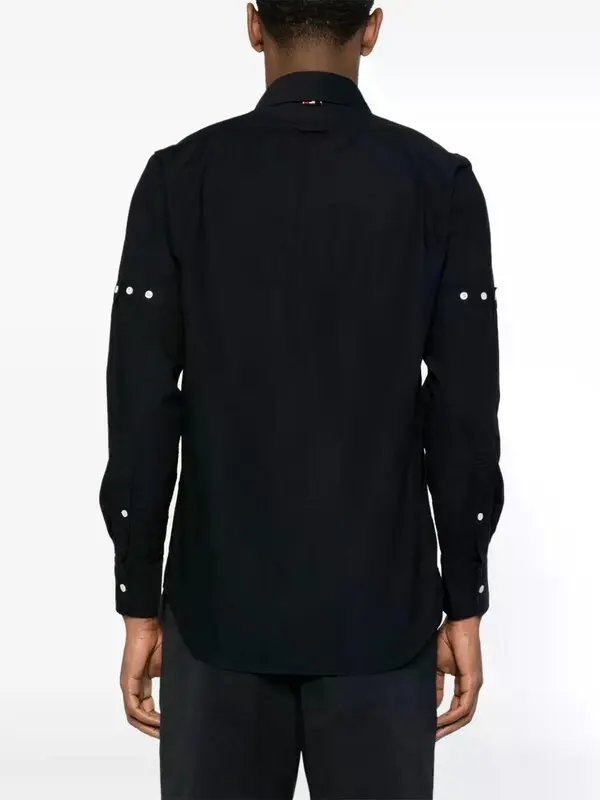 Thom Browne Logo-tag Cotton Shirt - Blue