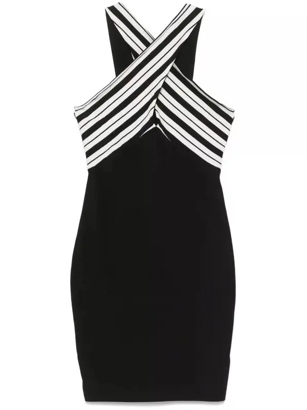 Patrizia Pepe Striped-panel Mini Dress - Black
