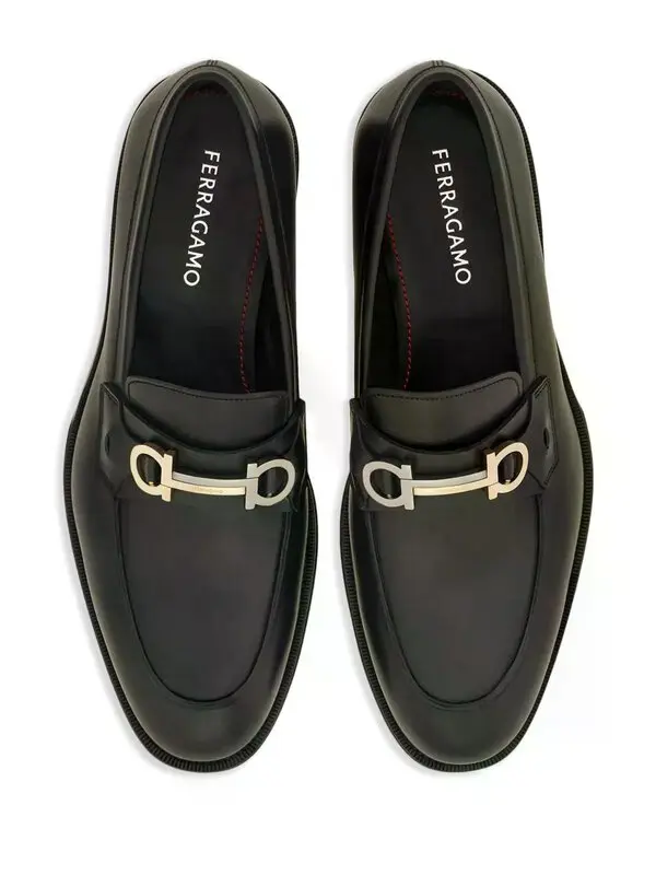 FERRAGAMO Gancini-plaque Leather Loafers