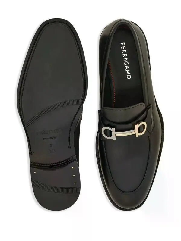 FERRAGAMO Gancini-plaque Leather Loafers