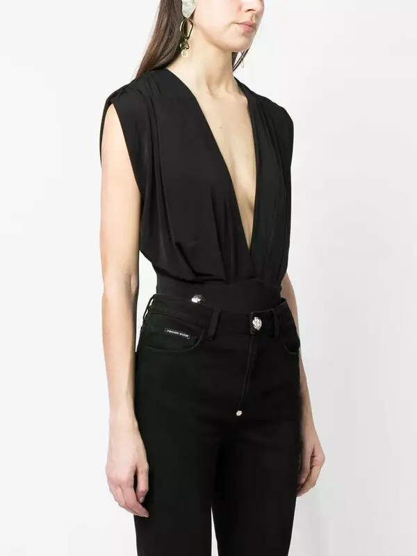Philipp Plein Plunging V-neck Bodysuit