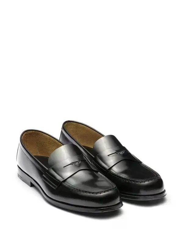 Prada Logo-plaque Leather Loafers
