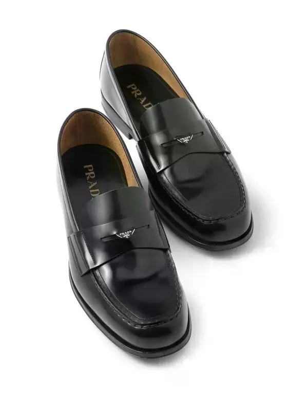 Prada Logo-plaque Leather Loafers