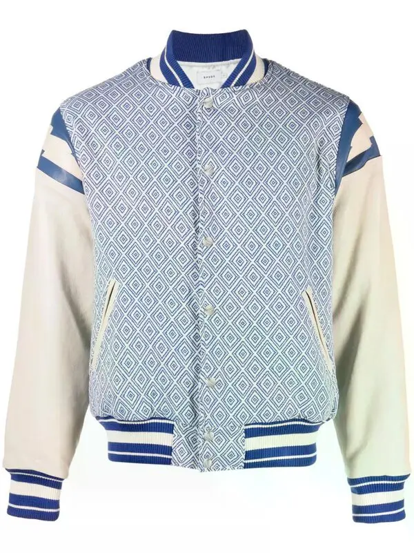 Rhude Diamond-jacquard Baseball Jacket - Blue