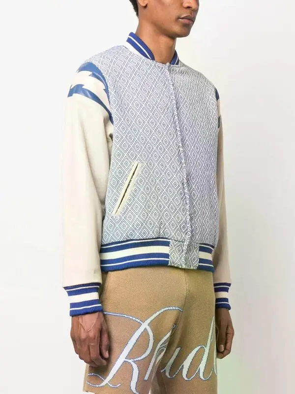 Rhude Diamond-jacquard Baseball Jacket