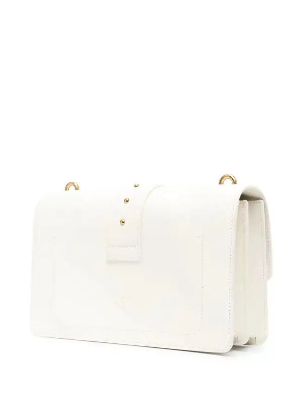 Pinko Love One Classic Leather Crossbody Bag With Diamond Cut Buckle - Neutrals