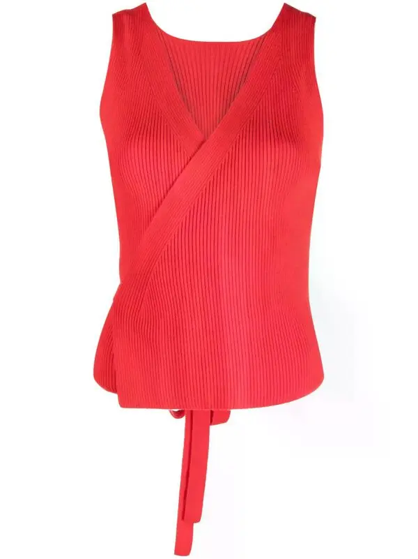 PATOU Ribbed-knit Wrap Top