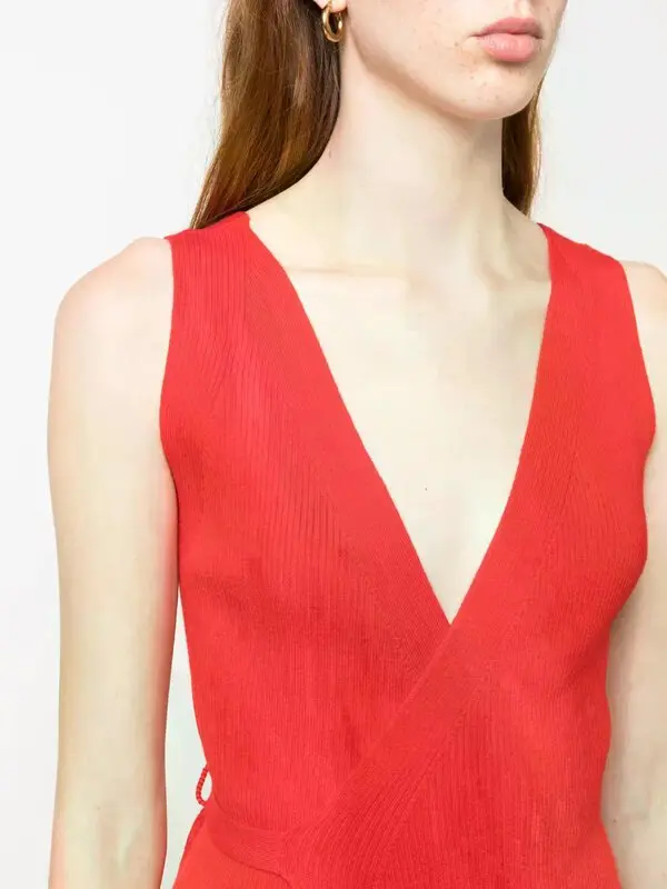 PATOU Ribbed-knit Wrap Top