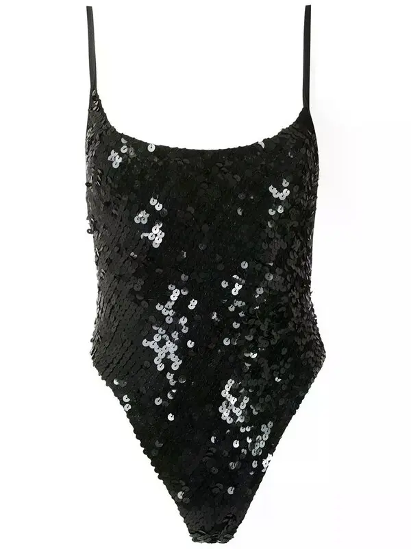 AMIR SLAMA Sequin Embellished One-piece Swimsuit - Black