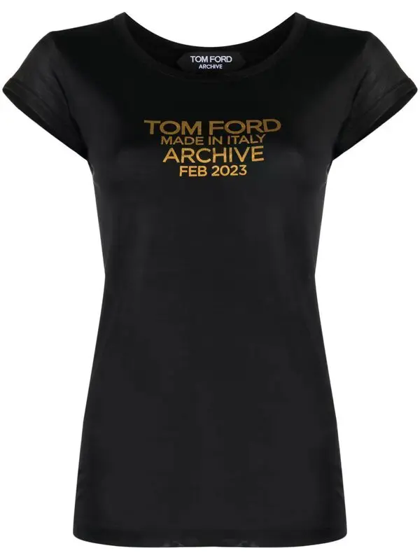 TOM FORD Logo-print Silk T-shirt - Black