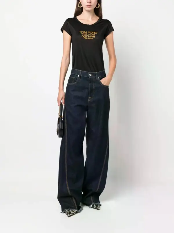 TOM FORD Logo-print Silk T-shirt - Black