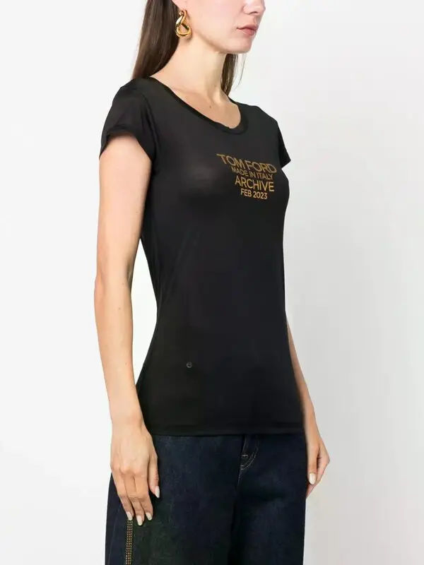 TOM FORD Logo-print Silk T-shirt - Black