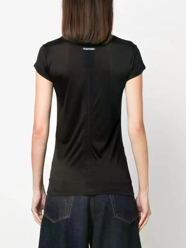 TOM FORD Logo-print Silk T-shirt - Black