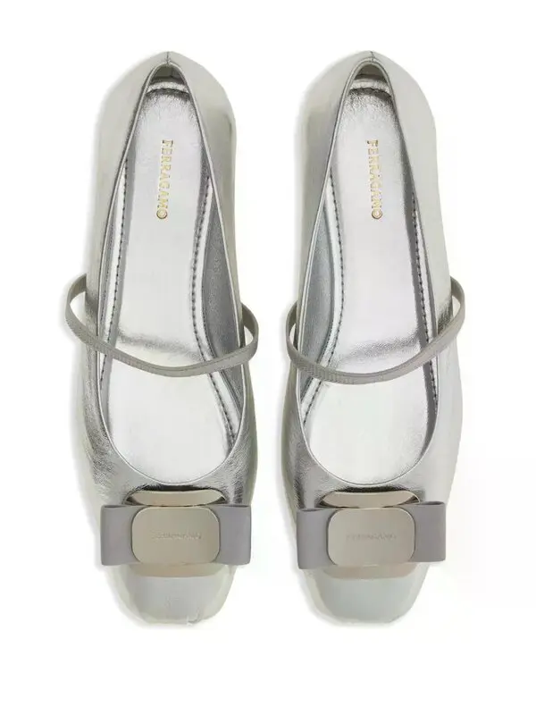 FERRAGAMO Vara Ballerina Flats - Silver