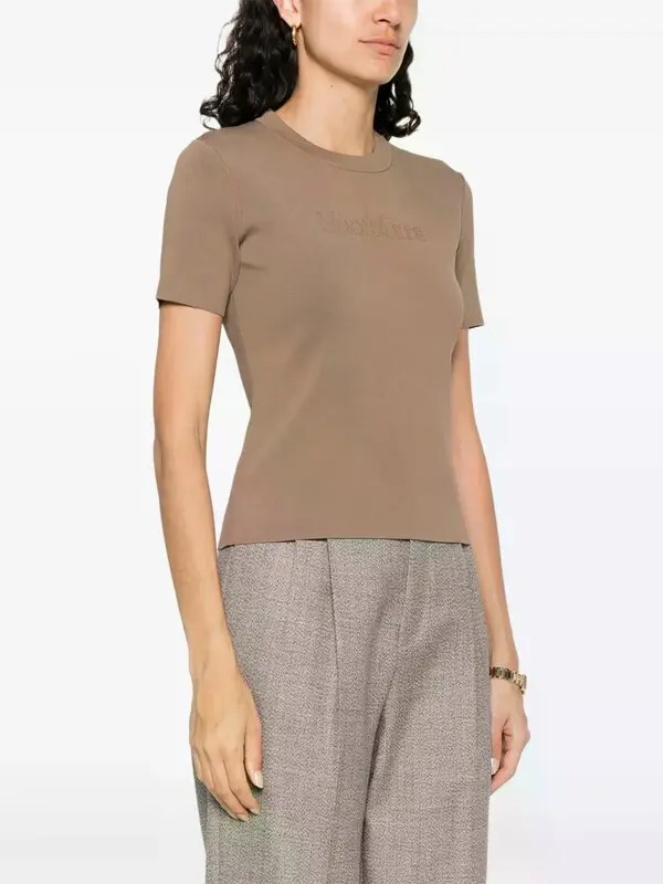 Max Mara Embossed Logo T-shirt - Neutrals