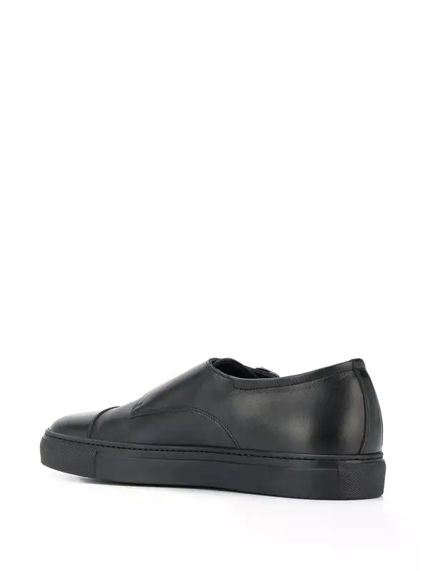 SCAROSSO Leather Monk Strap Sneakers - Black