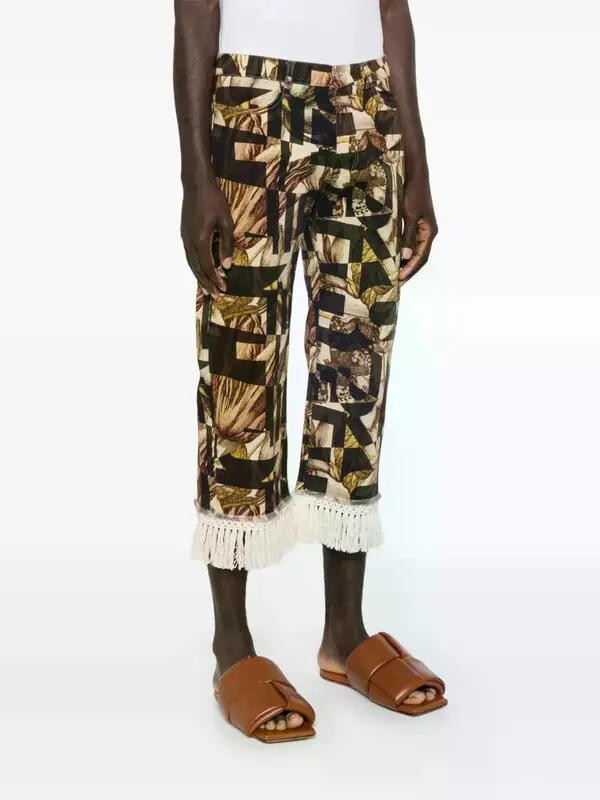 PIERRE-LOUIS MASCIA Floral-pattern Fringed Tapered Jeans