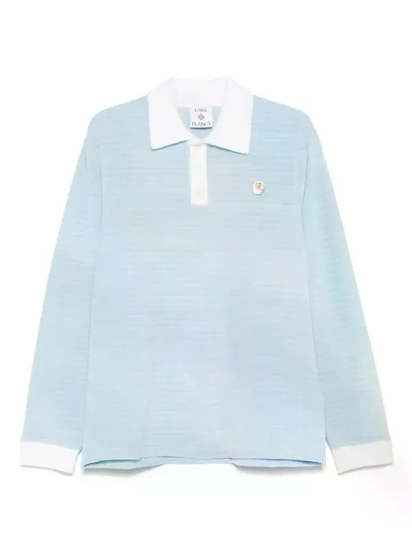 Casablanca Velour Striped Polo Shirt