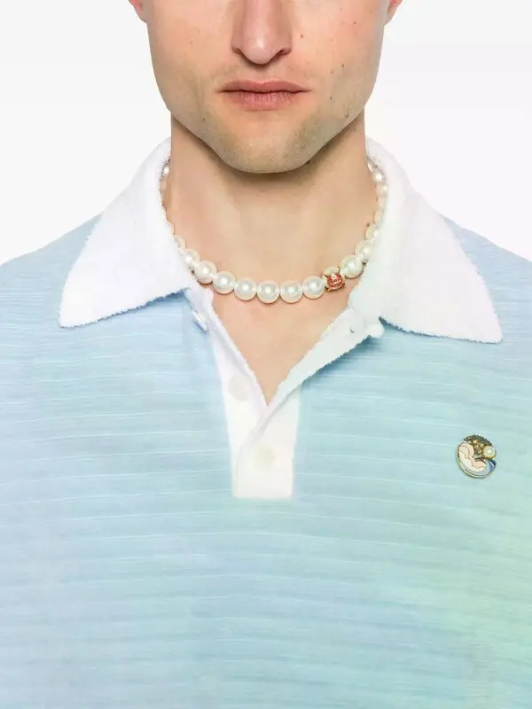 Casablanca Velour Striped Polo Shirt