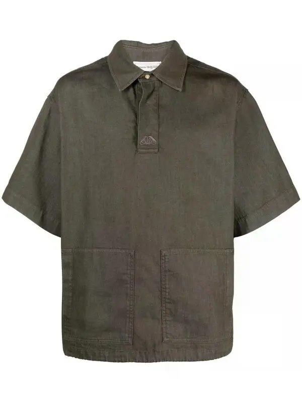 Alexander McQueen Embroidered-logo Denim Polo Shirt
