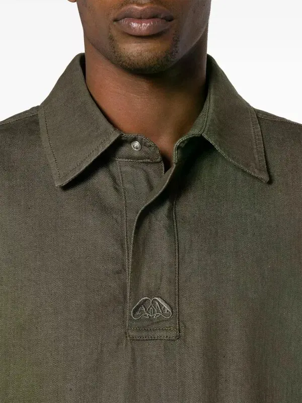 Alexander McQueen Embroidered-logo Denim Polo Shirt