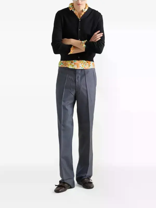Prada Indigo Pressed-crease Trousers