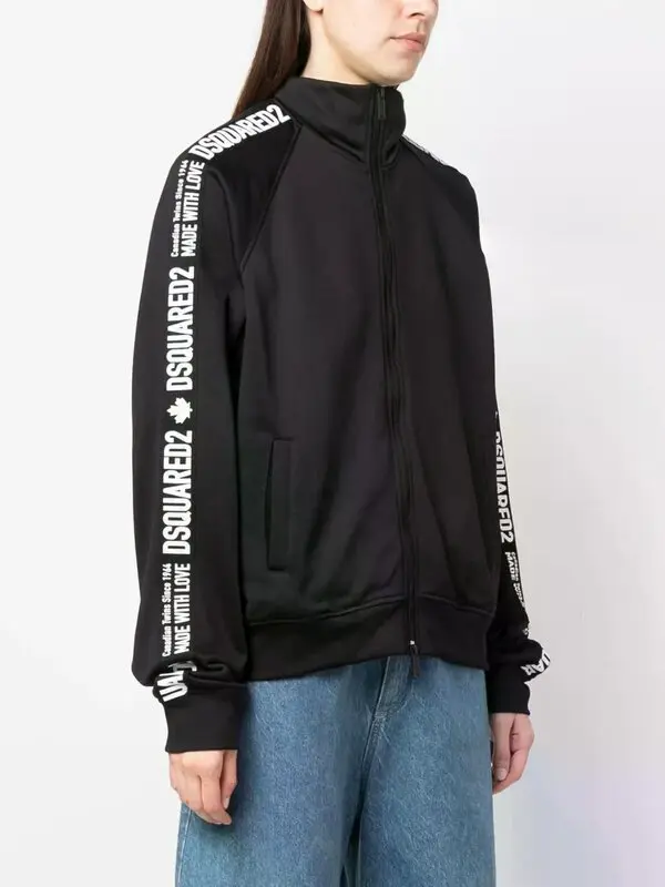 Dsquared2 Logo-striped Zip-up Cotton Sweatshirt