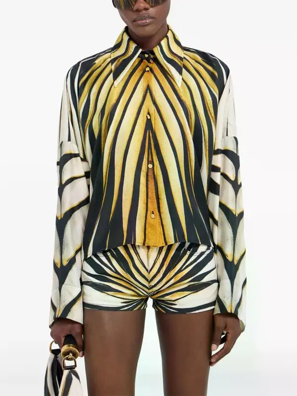 Roberto Cavalli Ray Of Print Silk Shirt