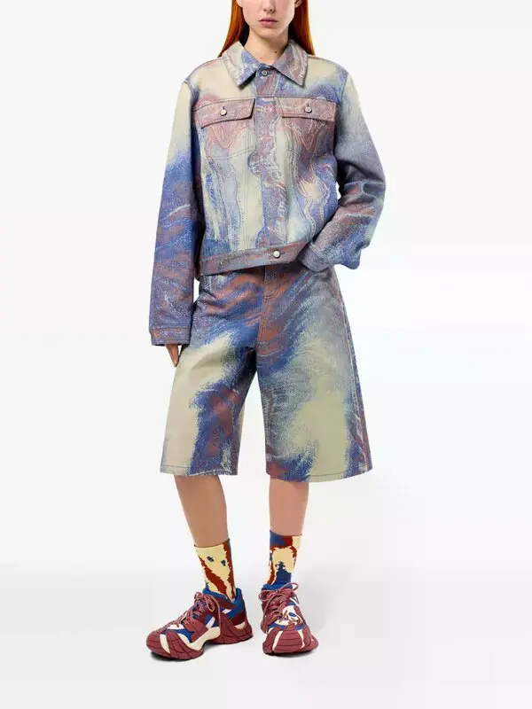 Camper Swirl-print Denim Shorts - Purple