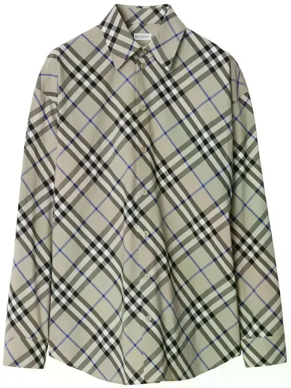 Burberry Checked Cotton Shirt - Neutrals