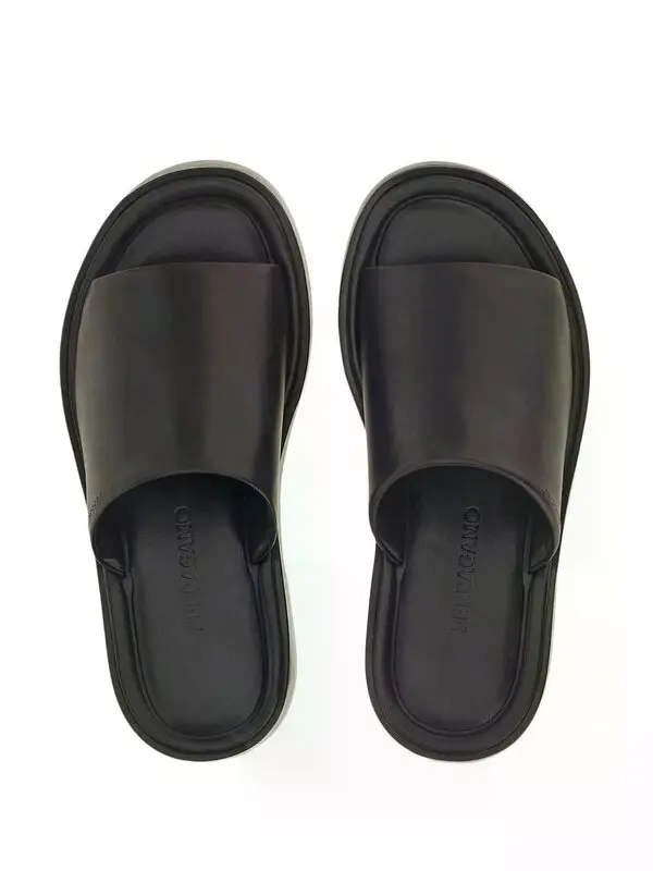 FERRAGAMO Crossover-strap Leather Slides