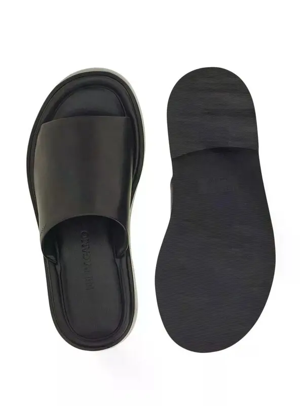 FERRAGAMO Crossover-strap Leather Slides