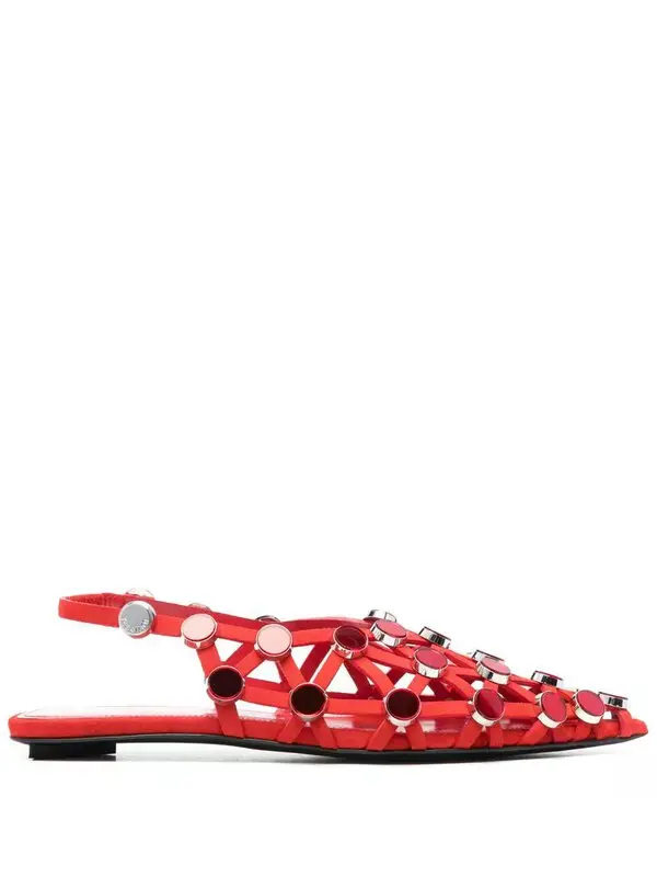 Attico Grid Ballet Flats - Red