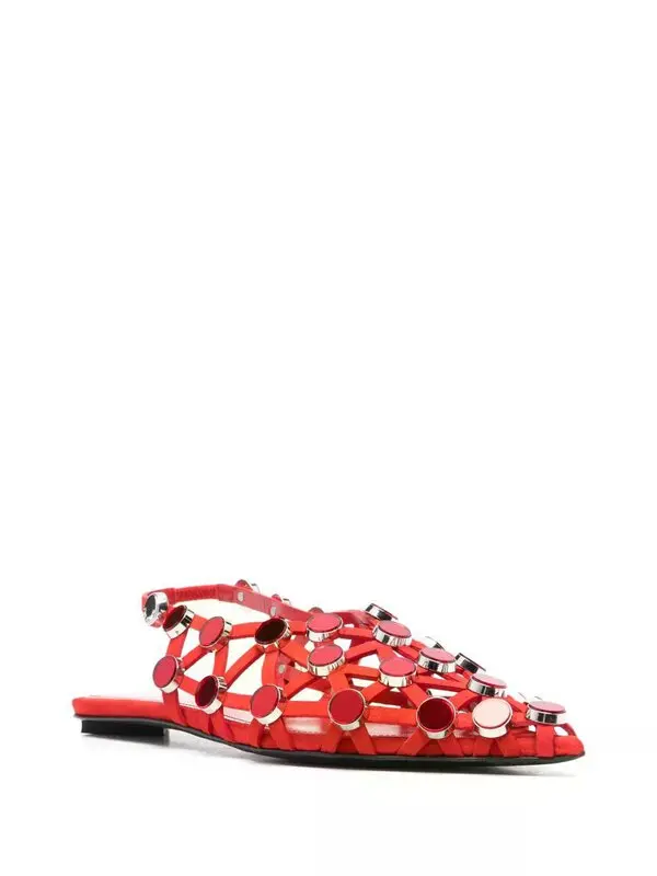 Attico Grid Ballet Flats - Red