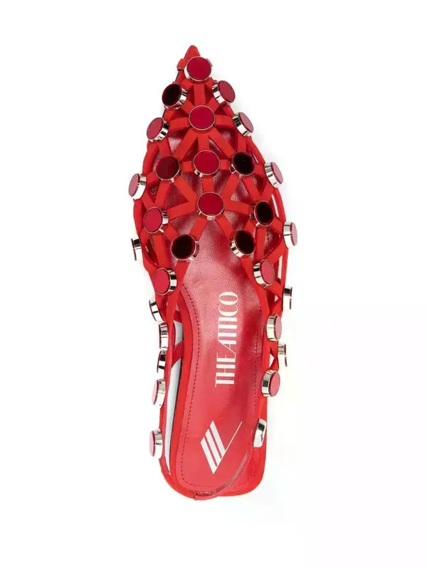 Attico Grid Ballet Flats - Red