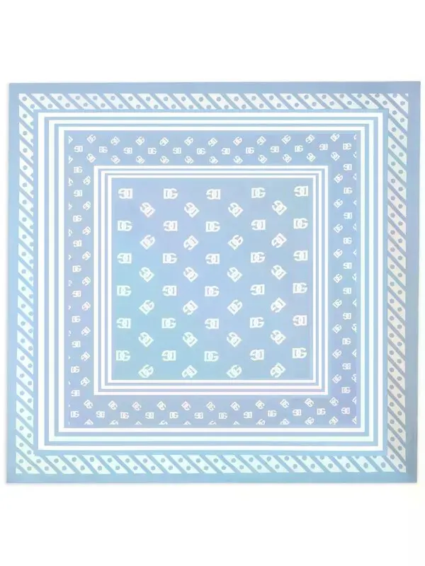 Dolce & Gabbana Dna Logo-print Silk Scarf - Blue