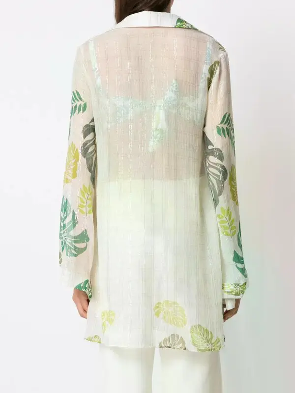 AMIR SLAMA Palm Leaf Print Beach Shirt
