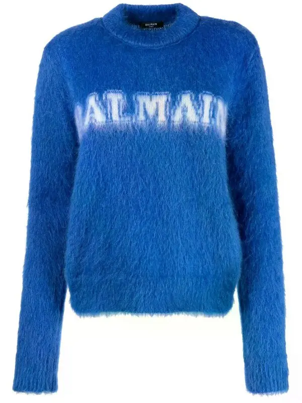 Balmain Logo-jacquard Jumper - Blue