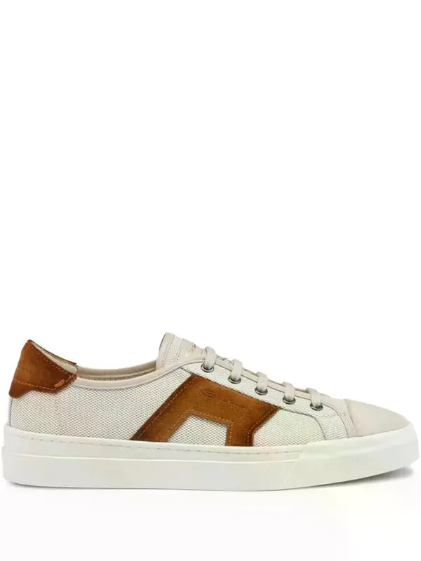 Santoni Suede Panel Canvas Lace-up Sneakers