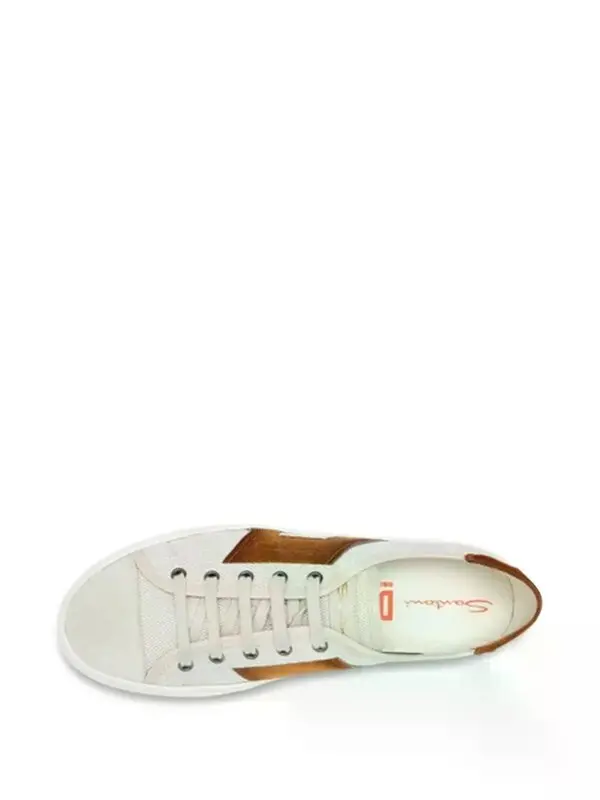 Santoni Suede Panel Canvas Lace-up Sneakers