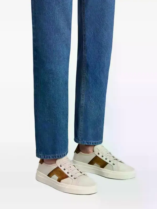 Santoni Suede Panel Canvas Lace-up Sneakers