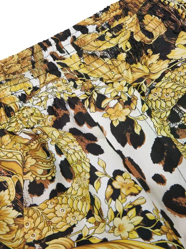 Versace Wild Barocco Silk Shorts - Yellow
