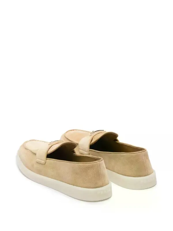 Prada Triangle-logo Suede Loafers - Neutrals