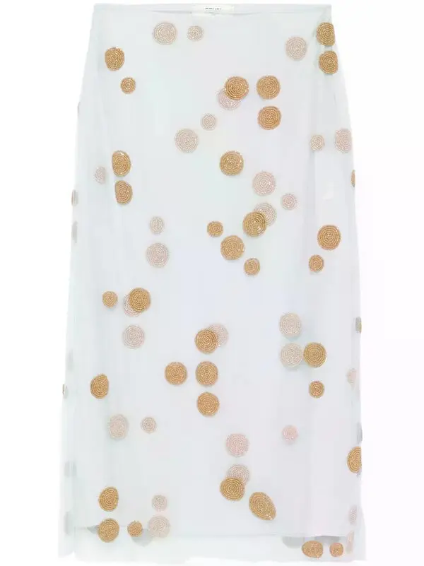 Fendi Bead-embellished Tulle Midi Skirt - Blue