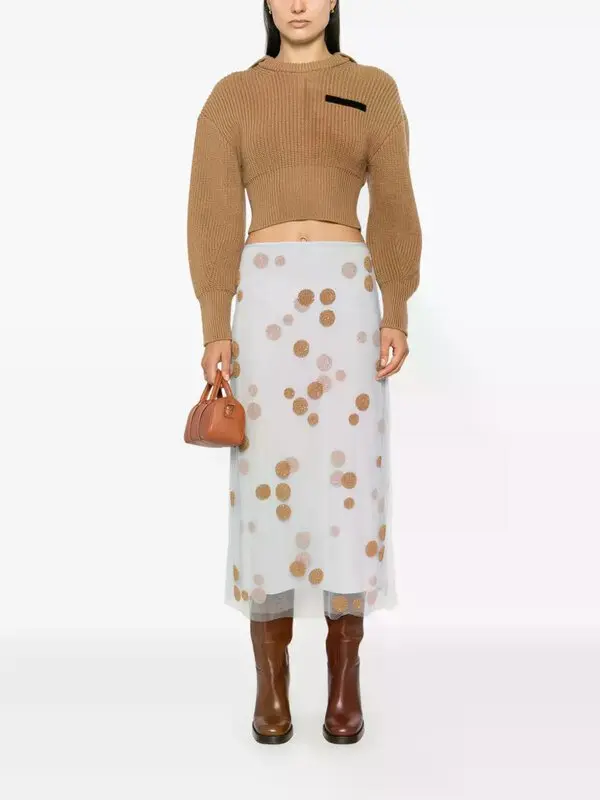Fendi Bead-embellished Tulle Midi Skirt