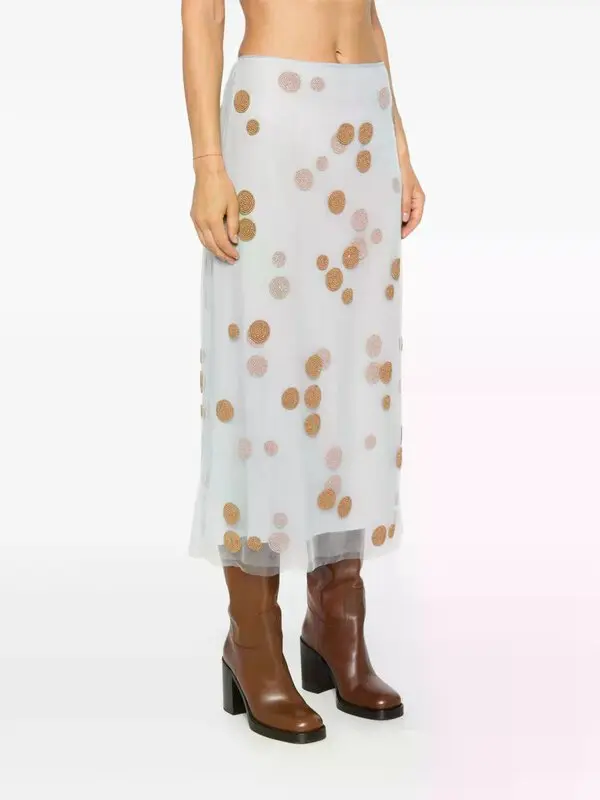 Fendi Bead-embellished Tulle Midi Skirt