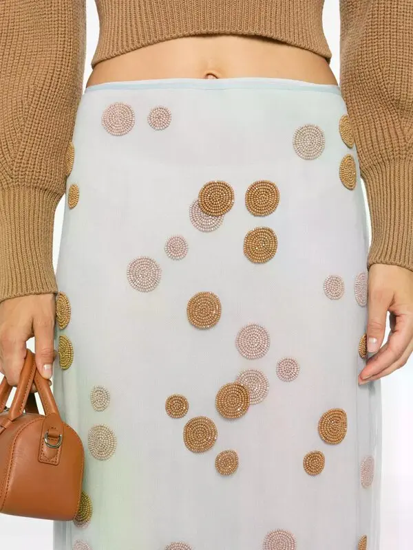 Fendi Bead-embellished Tulle Midi Skirt