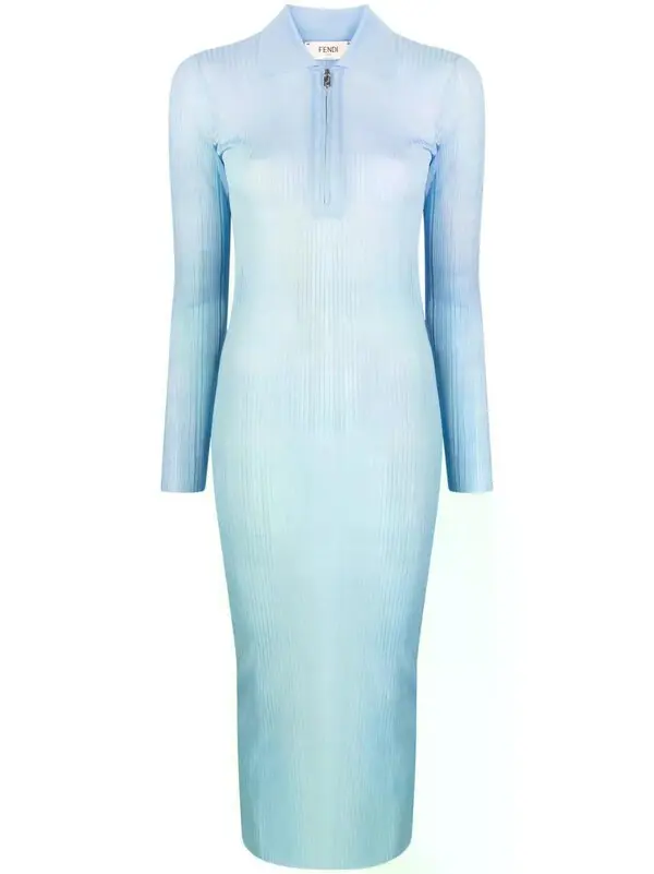 Fendi Long-sleeve Ribbed Midi Dress